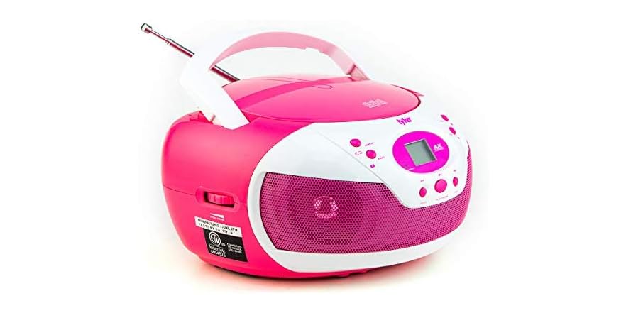 Tyler Portable Neon Pink Stereo CD Player