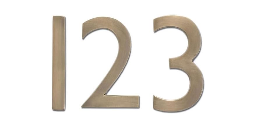 5-Inch House Numbers, Antique Brass