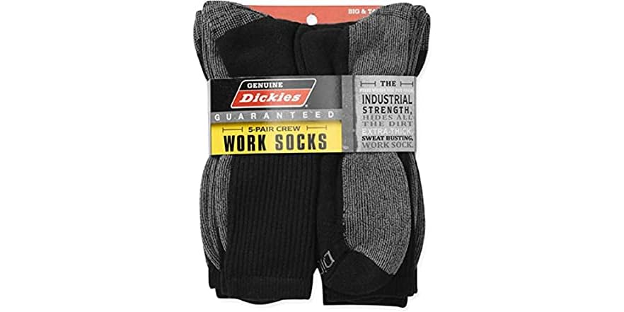 Dickies Genuine Mens 5-Pair Crew Socks