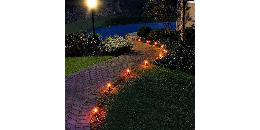 Electric Pathway Lights with 10 Flickering Orange Bulbs