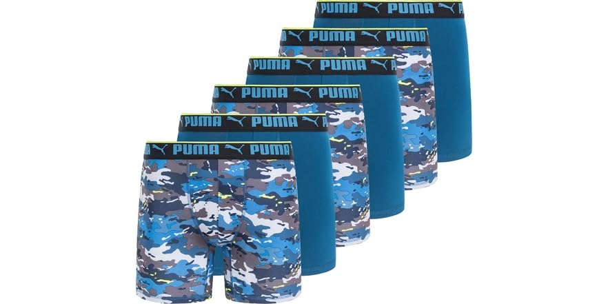 PUMA Mens 6 Pk Athletic Fit Boxer Briefs