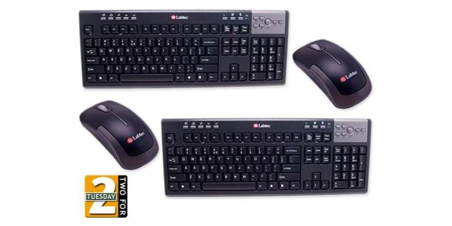 Labtec Wireless Keyboard & Optical Mouse combo set - 2-pack