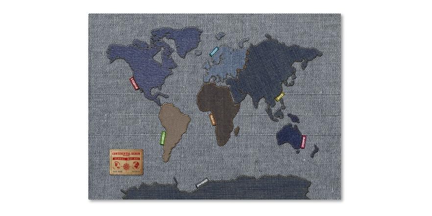 Denim World Map (3 Sizes)