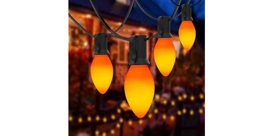 C7 LED Orange Halloween Lights, 25Ft