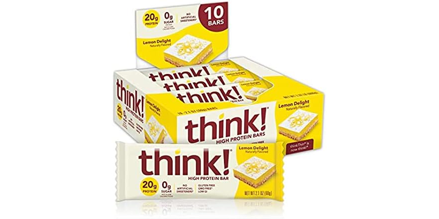 think! (thinkThin) High Protein Bars, Lemon Delight, 10-Count