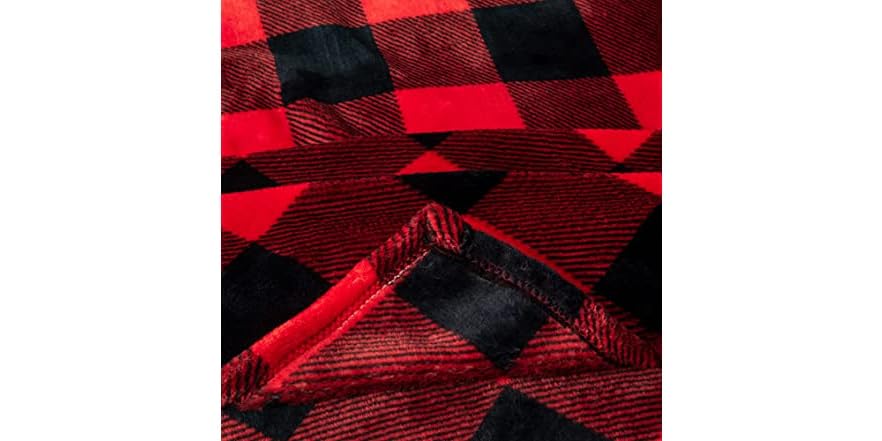 Plaid Blanket Throw Blanket, Red Check, 50" x 60"