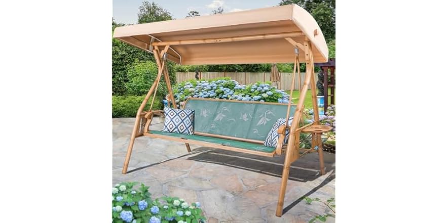 ZZW 8005 Textilene Patio Swing Bamboo-style Frame Green