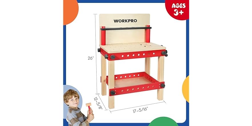 WORKPRO Wooden Workbench Kit Kids Tool Bench