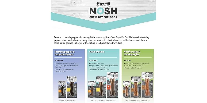ZEUS Nosh Flexible Dog Chew Bones
