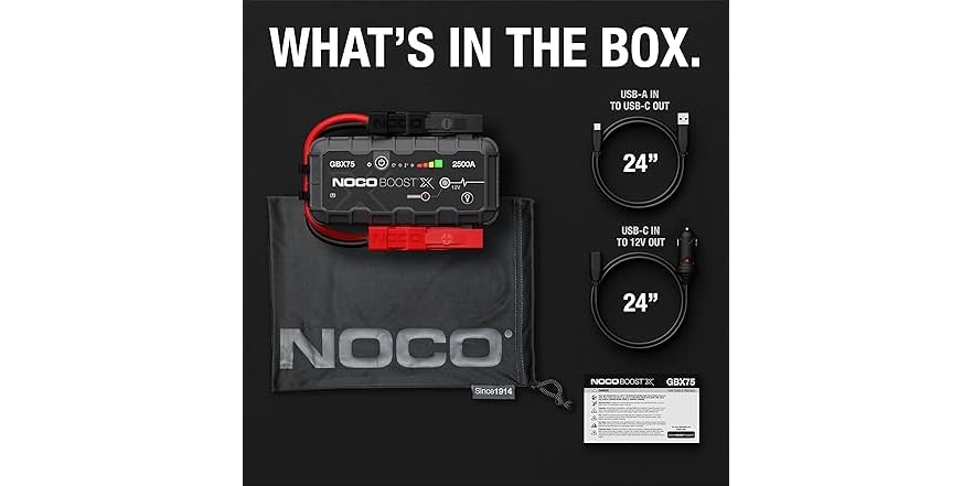 NOCO Boost X GBX75 2500A 12V UltraSafe Portable Lithium Jump Starter