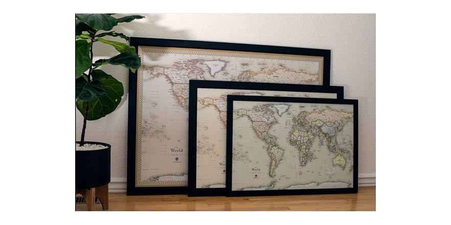 Framed Magnetic Travel World Map