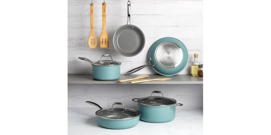 Goodful Ceramic Nonstick Pots and Pans Set, 12-Piece