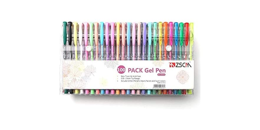 100 Unique Colors Gel Pens Set With Case