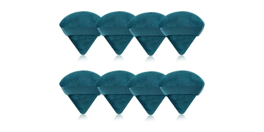 8 Pieces Triangle Powder Puff Peacock Blue