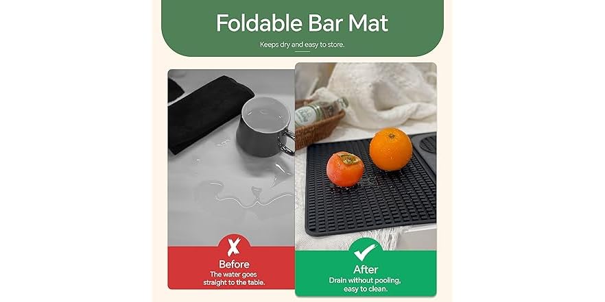 Black Silicone Foldable Bar Mat
