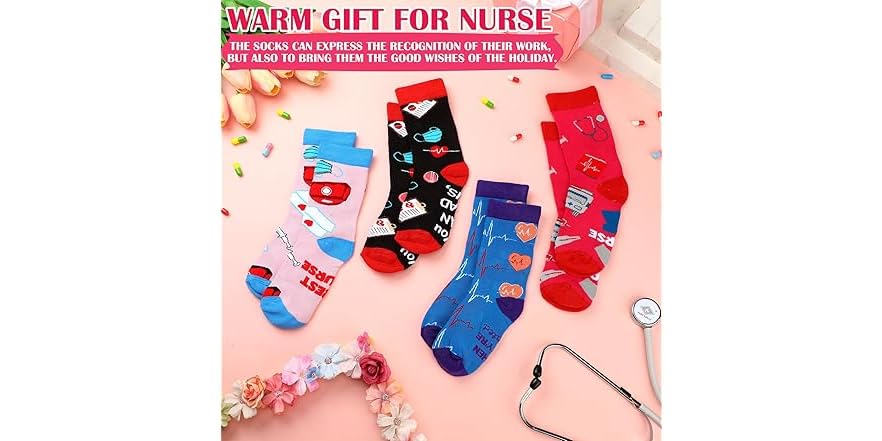 12 Pair Nurse Themed Socks