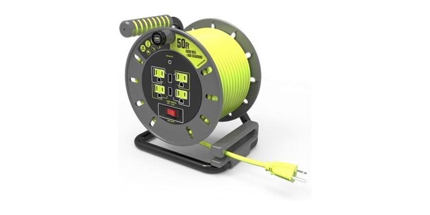 MasterPlug 50' 14/3 Extension Cord Reel w/USB Ports