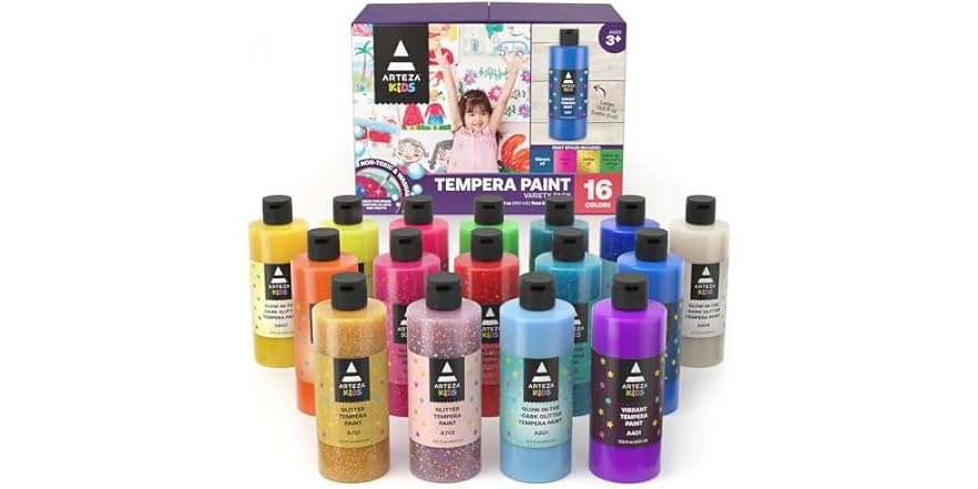 ARTEZA Kids Tempera Paint Set, 13.5 oz