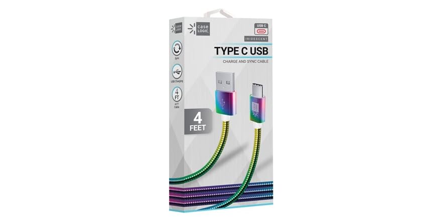 Case Logic 4ft Iridescent USB-A/USB-C Cable