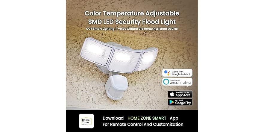 Home Zone Security Triple Head Flood Light
