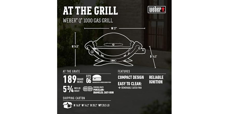 Weber Q1000 Liquid Propane Grill, Titanium