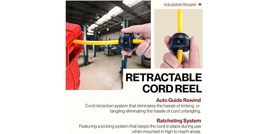 ReelWorks Extension Cord Reel Retractable 12AWG x 65'
