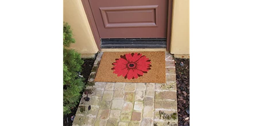 Rubber-Cal "Red Daisy Flower Door Mat