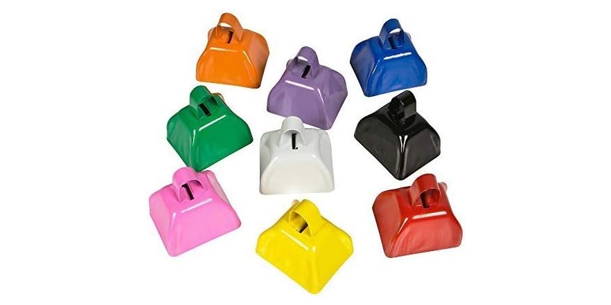 3" Assorted Color Metal Cowbells - 12 ct