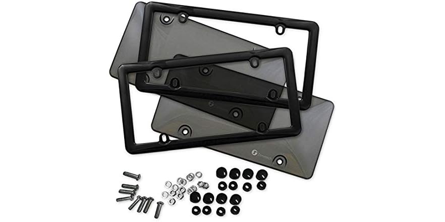 Zone Tech 2x Clear Smoked License Plate Cover