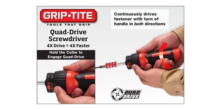 Grip-Tite Quad-Drive Ratcheting Screwdriver