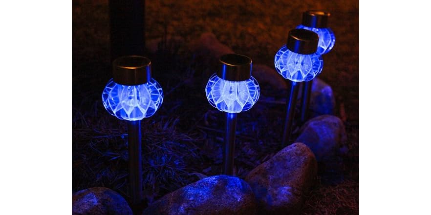 Aqua Blue Solar Stake Lights Set of 4