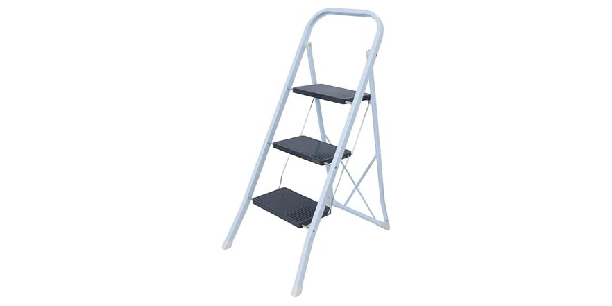 LiveBest 3-Step Ladder, White/Black