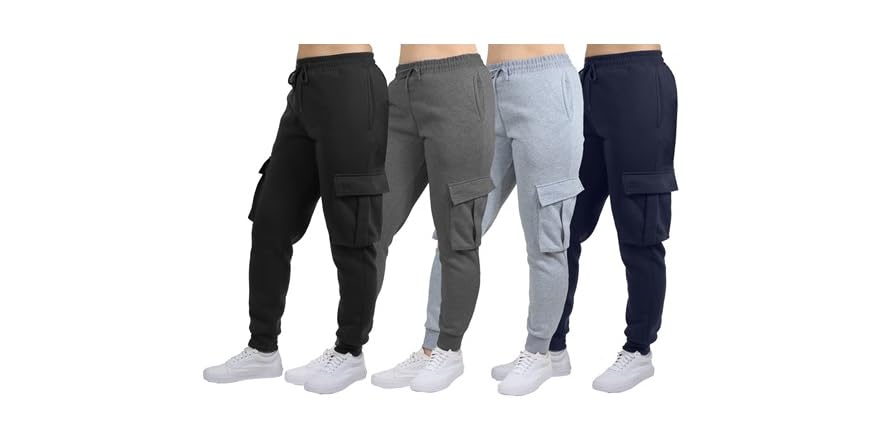 3Pk & 4Pk Womens Fleece Cargo Joggers