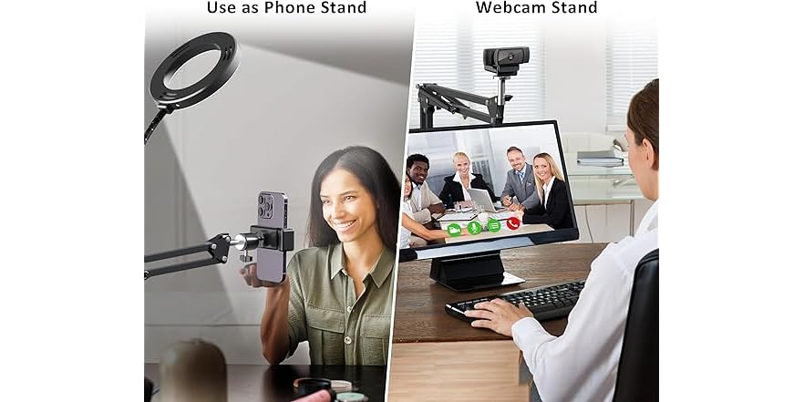 Overhead Phone Stand with Ring Light