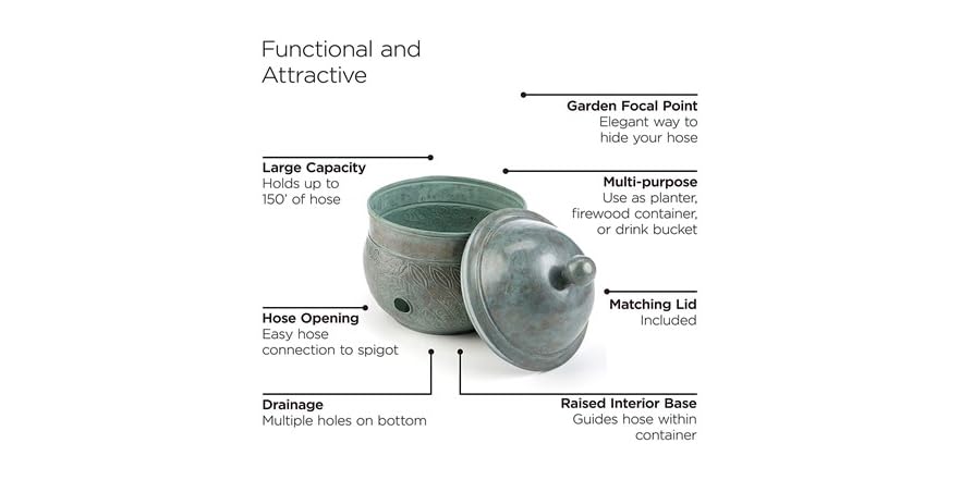 Key West Hose Pot with Lid - Blue Verde