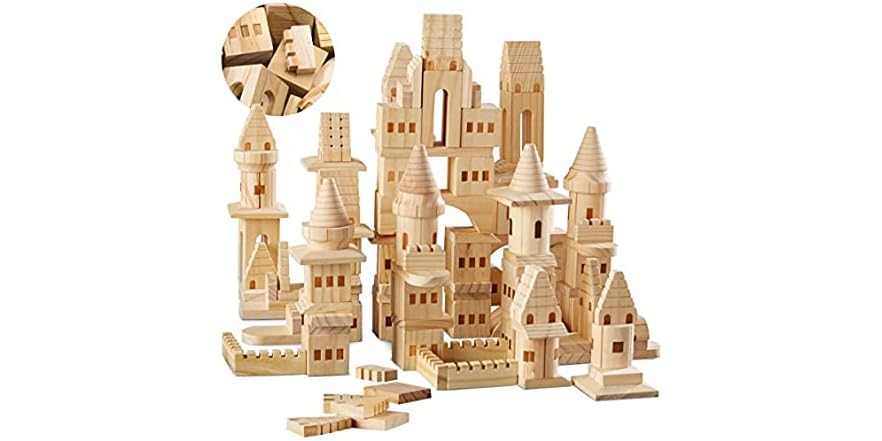 Wooden Castle Building Blocks Set