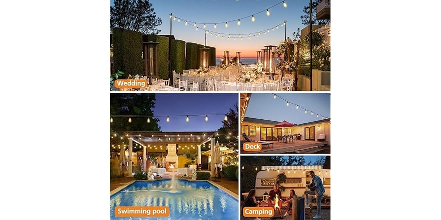 Brightever Dimmable Outdoor String Lights w/ Remote,50FT