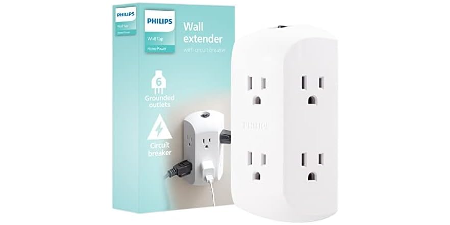 (2 & 3 Pack) Philips 6-Outlet Extender