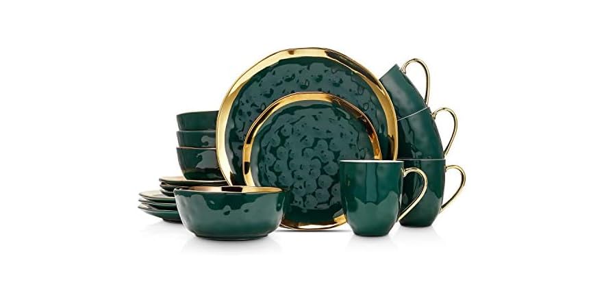 Stone Lain Florian 16 Piece Dinnerware Set Green (Open Box)