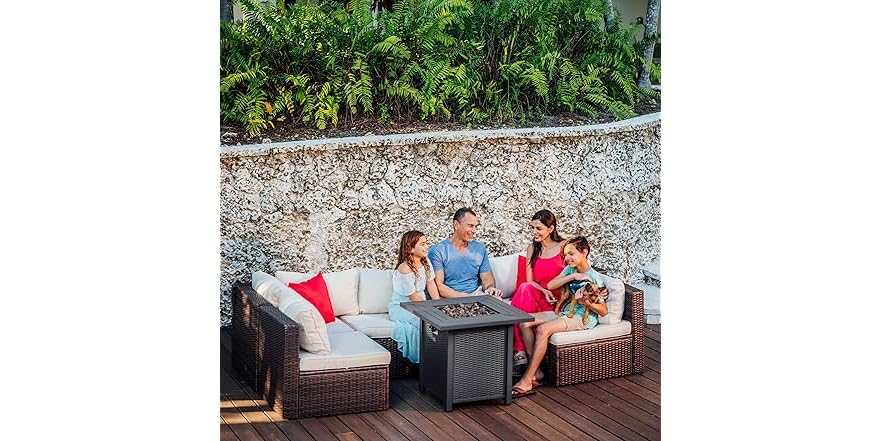 Nestl Outdoor Patio Fire Pit Table w/ Lid