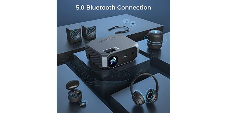 FUDONI 10000L Portable HD Projector, Black