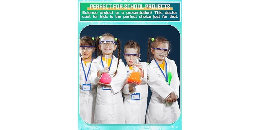 6 Set Lab Coat, Goggles & Card Holder