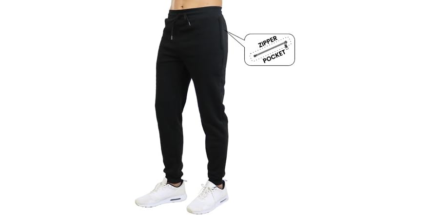 3Pk Mens Fleece-Lined Zip Joggers