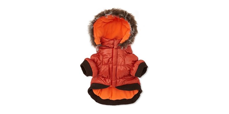 Orange Metallic Fashion Parka with Hood