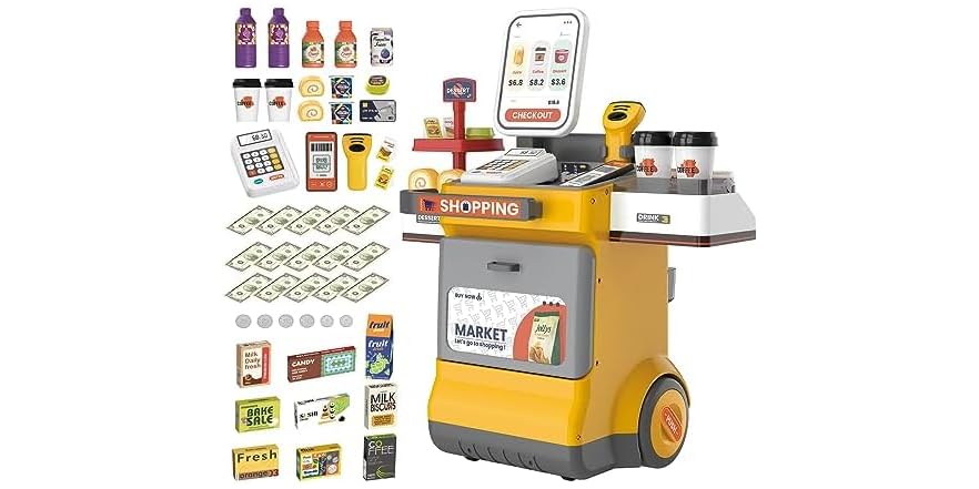 DEAO Kids Cash Register Playset 48PCS