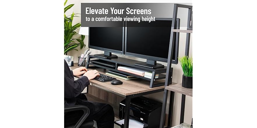 Mind Reader 2-Tier MDF Double Monitor Stand