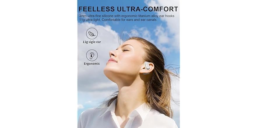 Open Ear Earbuds with 4-Mic, IPX5 Sweat Resistant