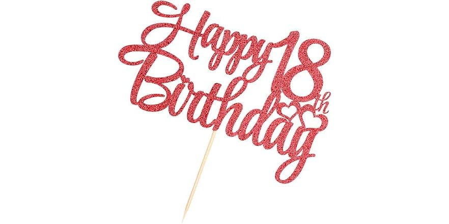 Qertesl Red 18th Birthday Cake Topper