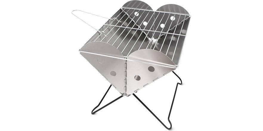 Zone Tech Flatpack Portable Foldable Stainless Steel Grill and Fire Pit