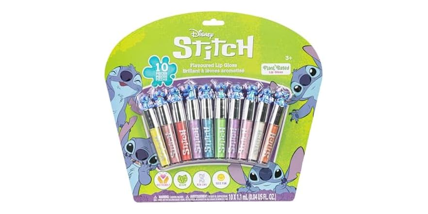 Disney Stitch 10 Piece Plant Based Lip Gloss